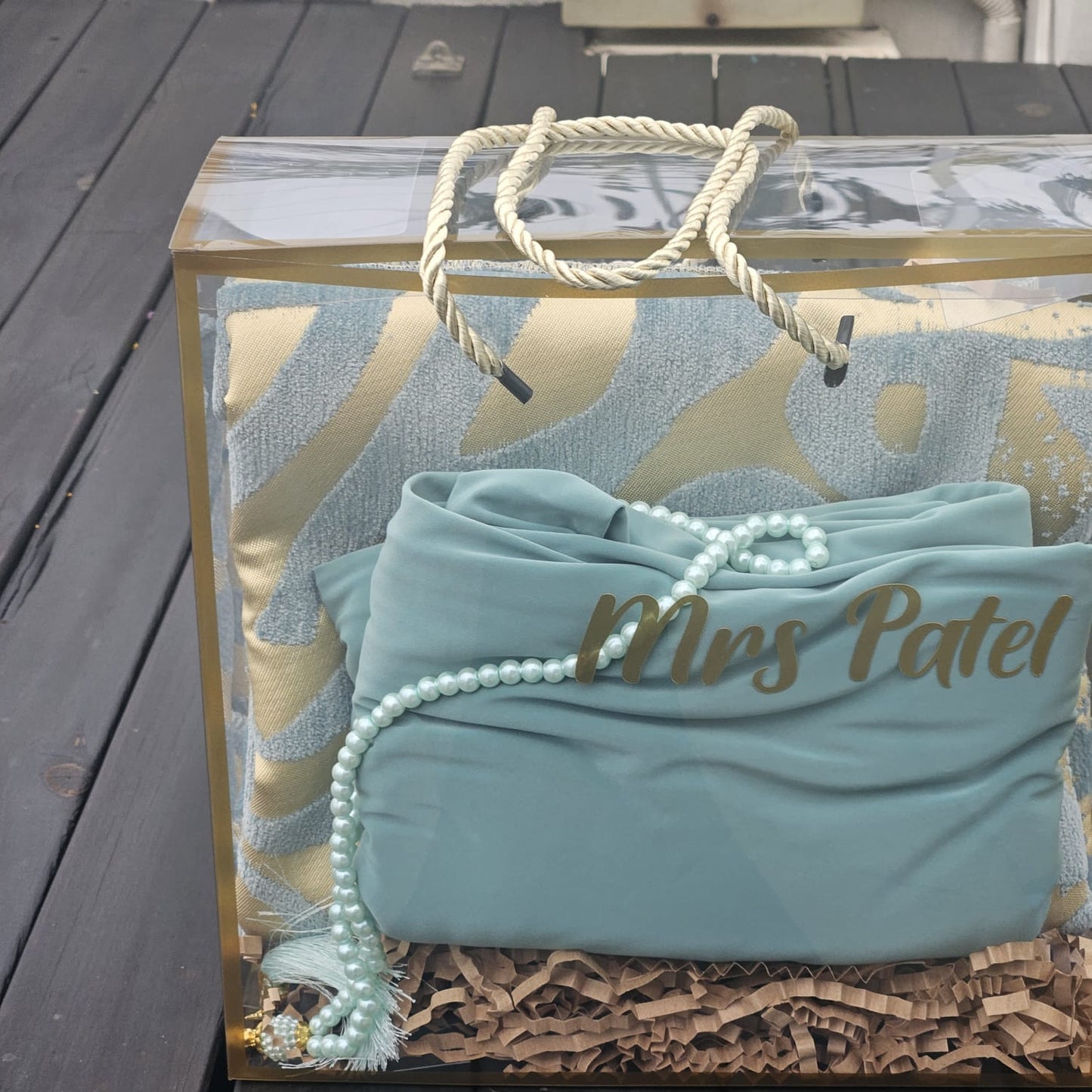 Muslim Women Gift Set 2 - Musallah, Burka and Tasbeeh in Clear Gift Bo ...